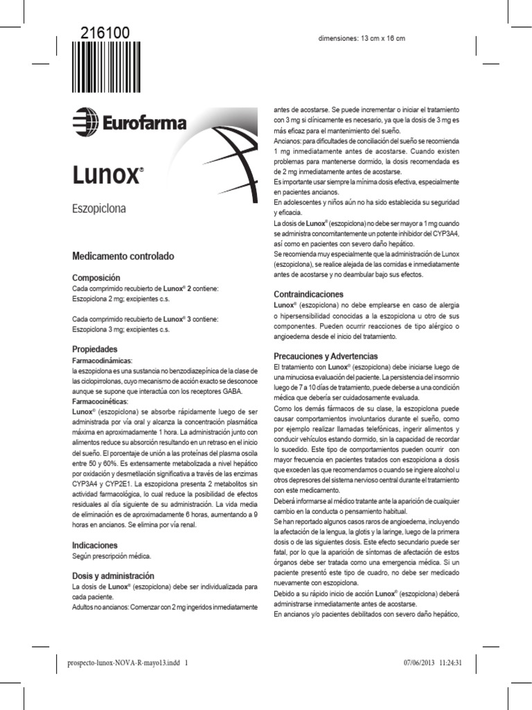 Bula Lunox 2 1 | PDF | Medicamentos con receta | Farmacología