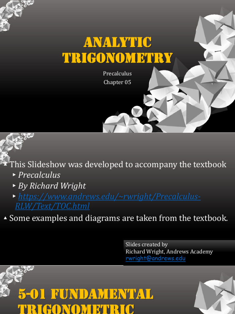 Precalculus 05 Analytic Trigonometry | Download Free PDF ...