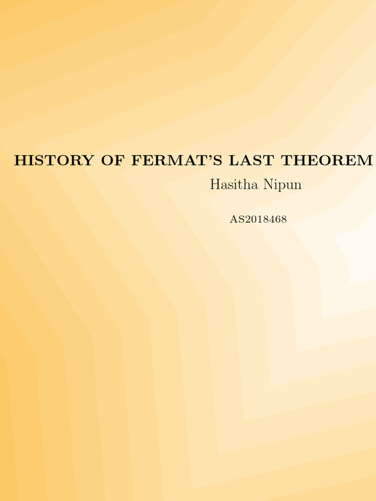 Fermat's Last Theorem: A Historical Overview | PDF | Fermat's Last ...