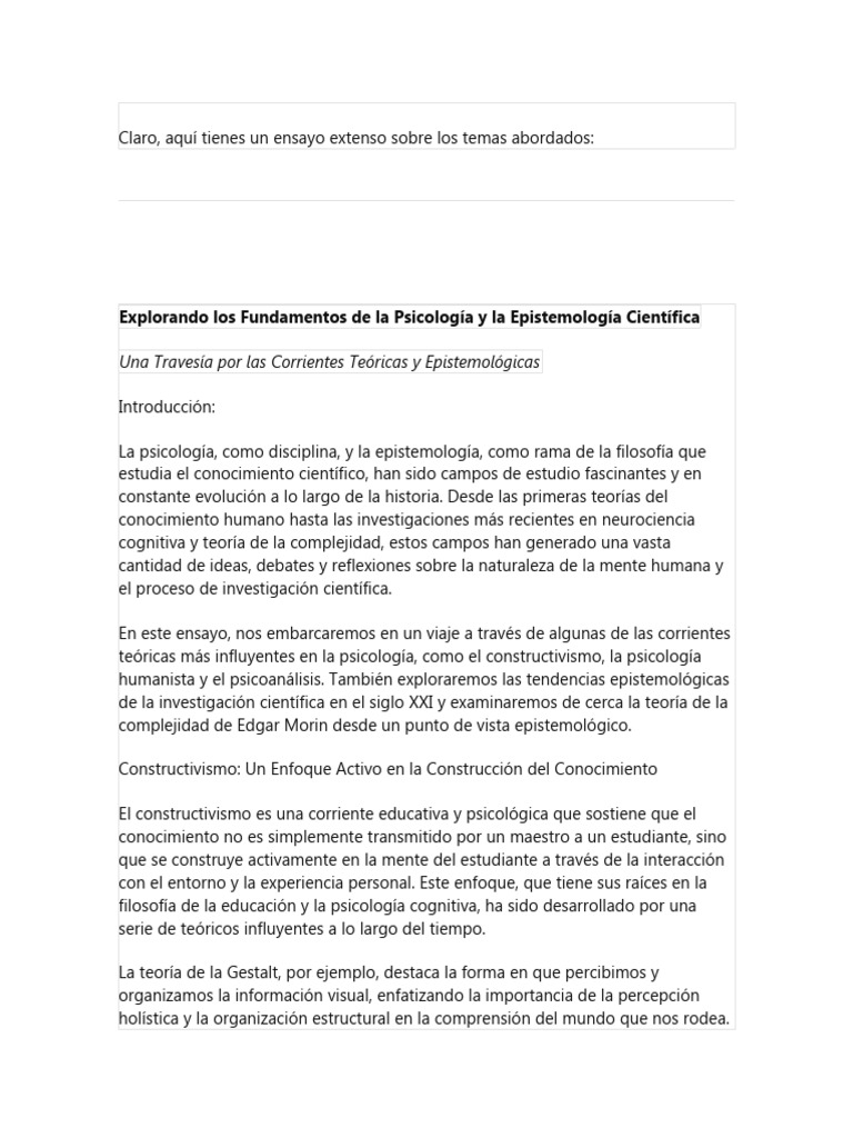Una Travesía Por Las Corrientes Teóricas y Epistemológicas | PDF ...