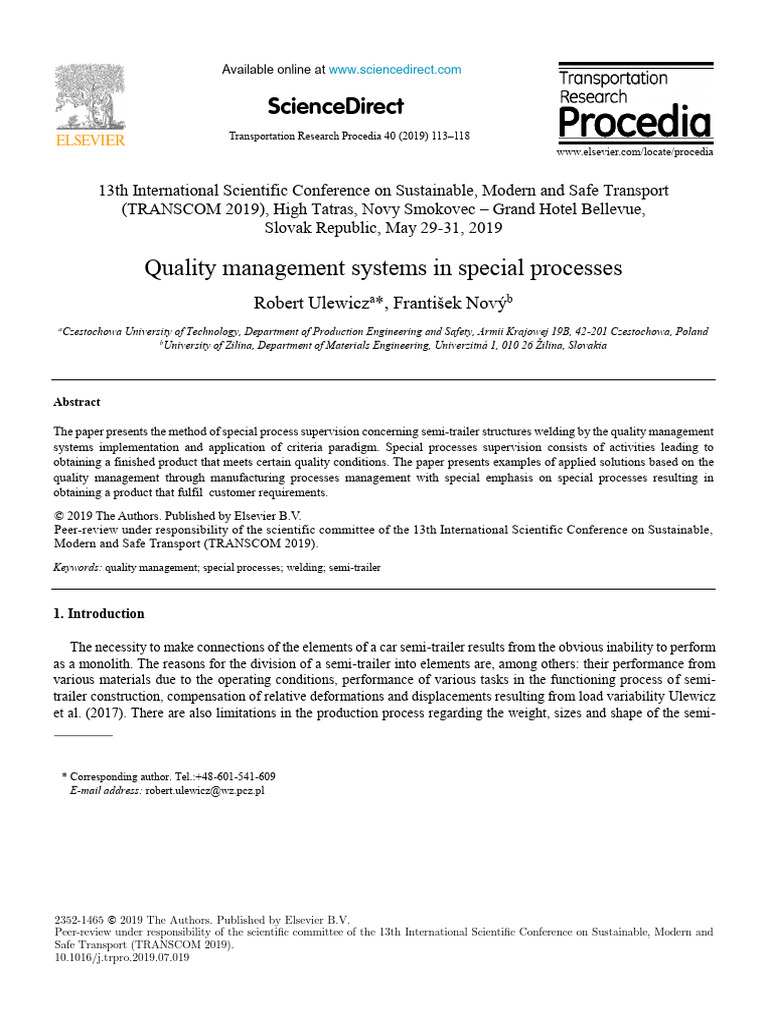 Quality Management Systems in Special Processes 2019 | PDF | Welding ...
