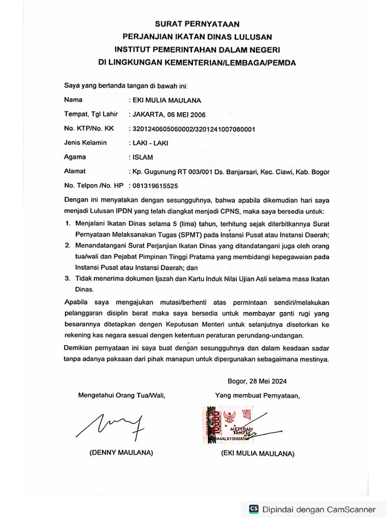 Surat Perjanjian Ikatan Dinas Pdf