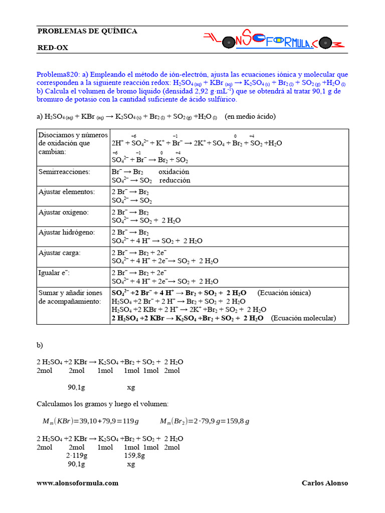 PROBLEMA | Descargar gratis PDF | Redox | Química