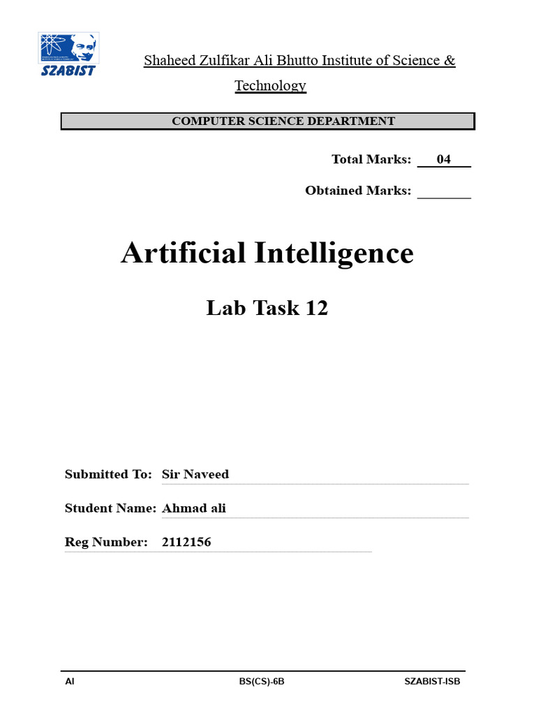Ahmad Ali - Labtask12 | PDF | Cluster Analysis | Learning