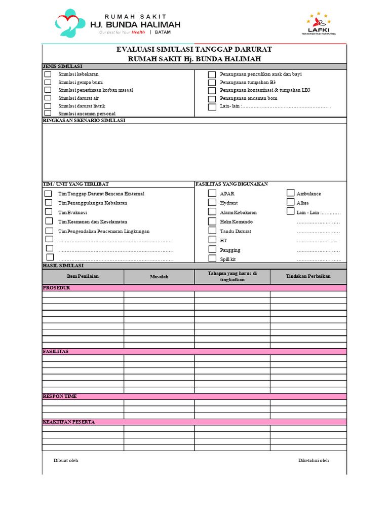 Form Evaluasi Tanggap Darurat 2024 | PDF