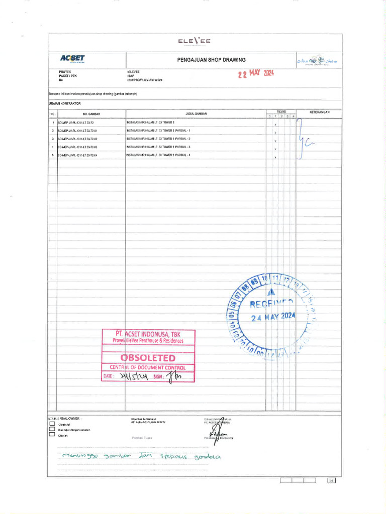 (Obsoleted) 203.Psd - pl.Lv-Ai.v.2024 - Instalasi Air Hujan Lt. 33 Tower 2 | PDF