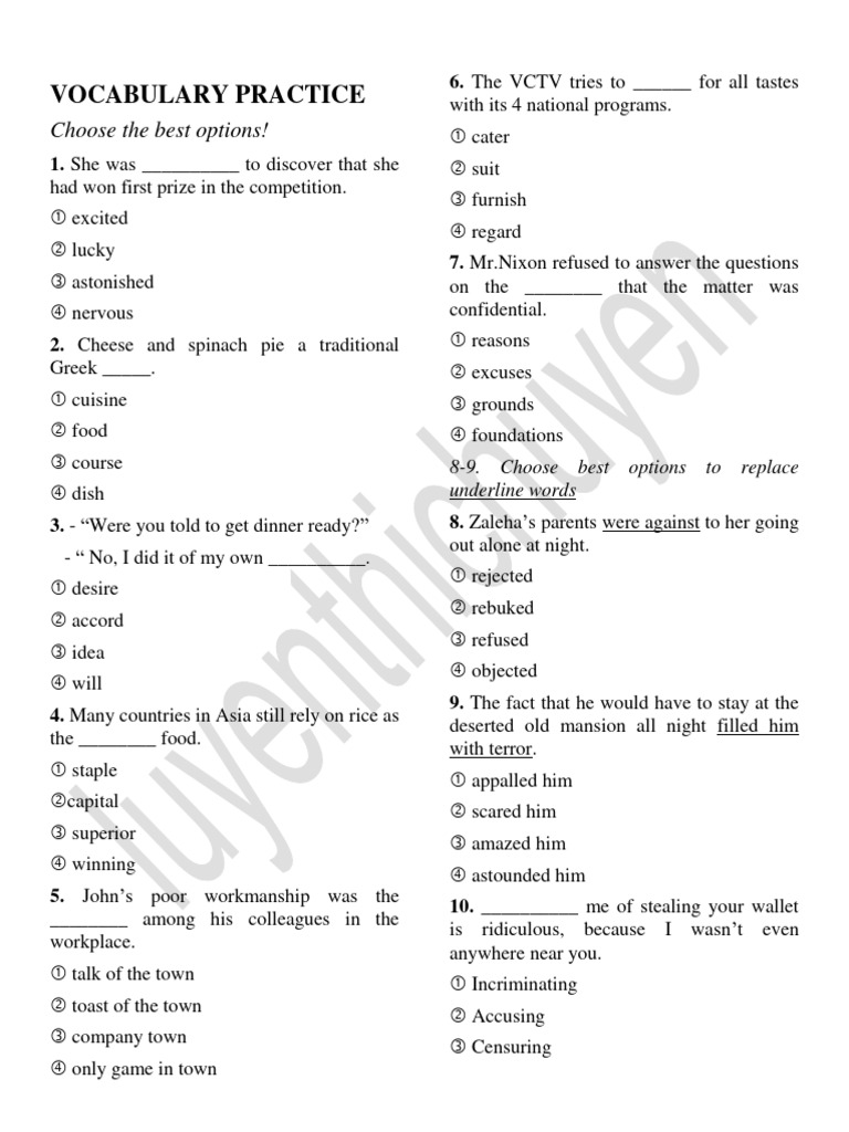 Vocab Practice June Week 1 | PDF