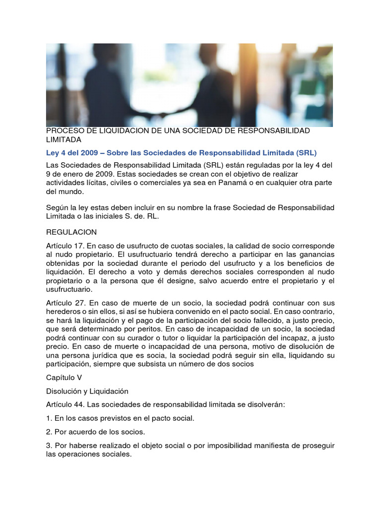 Proceso de Liquidacion de Una Sociedad de Responsabilidad Li | Descargar gratis PDF | Sociedad ...