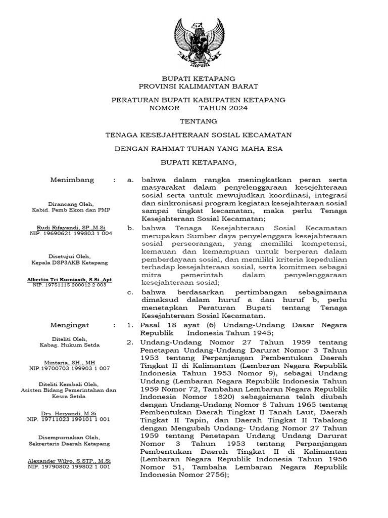 Draf Perbup TKSK - 2024 | PDF