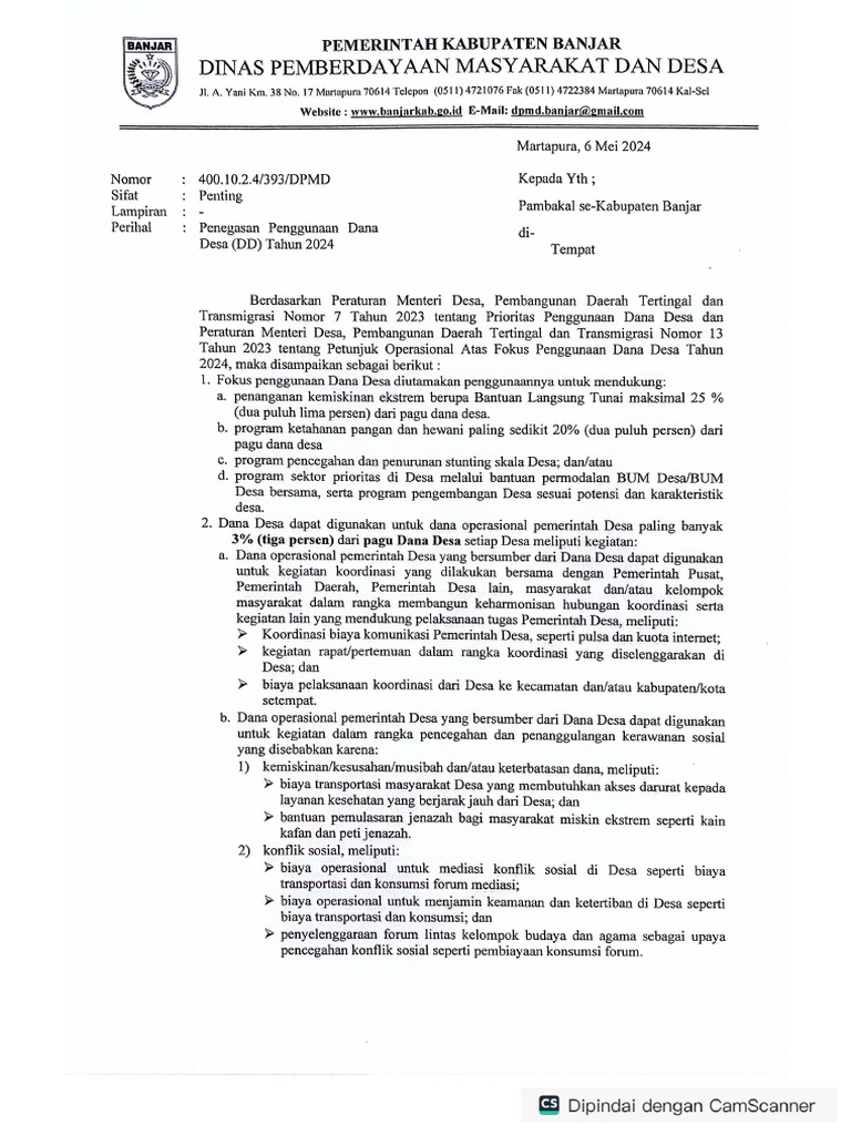 Penegasan Prioritas Penggunaan DD 2024 | PDF