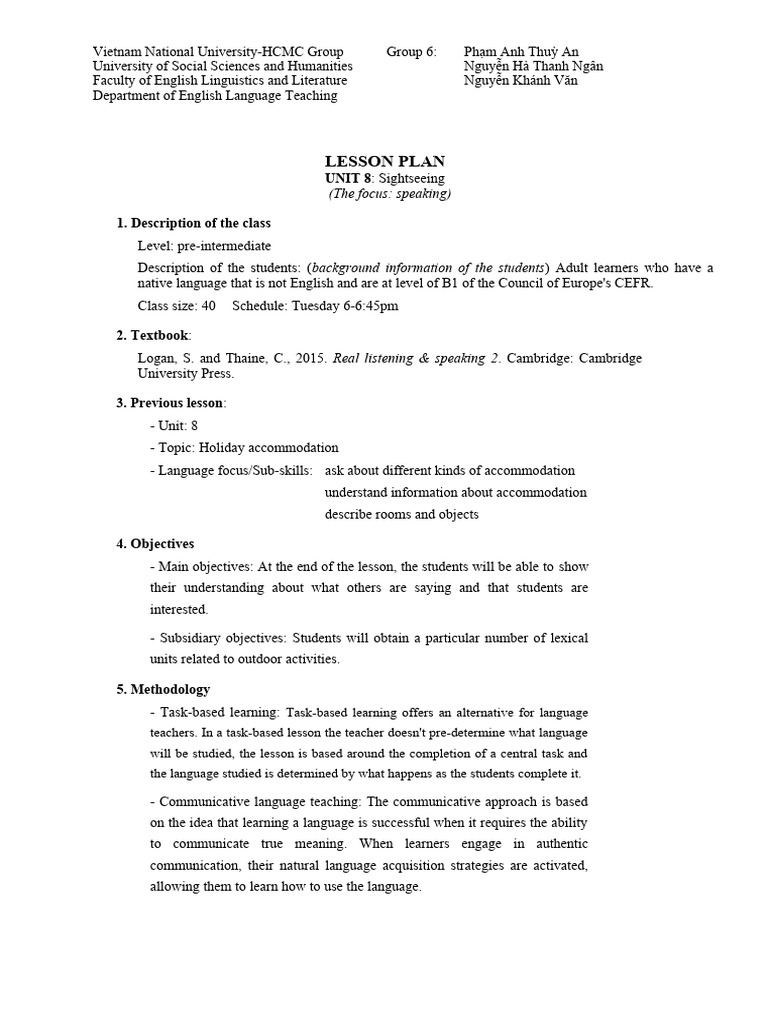 Speaking Lesson Plan | Download Free PDF | Language Education | Lesson Plan