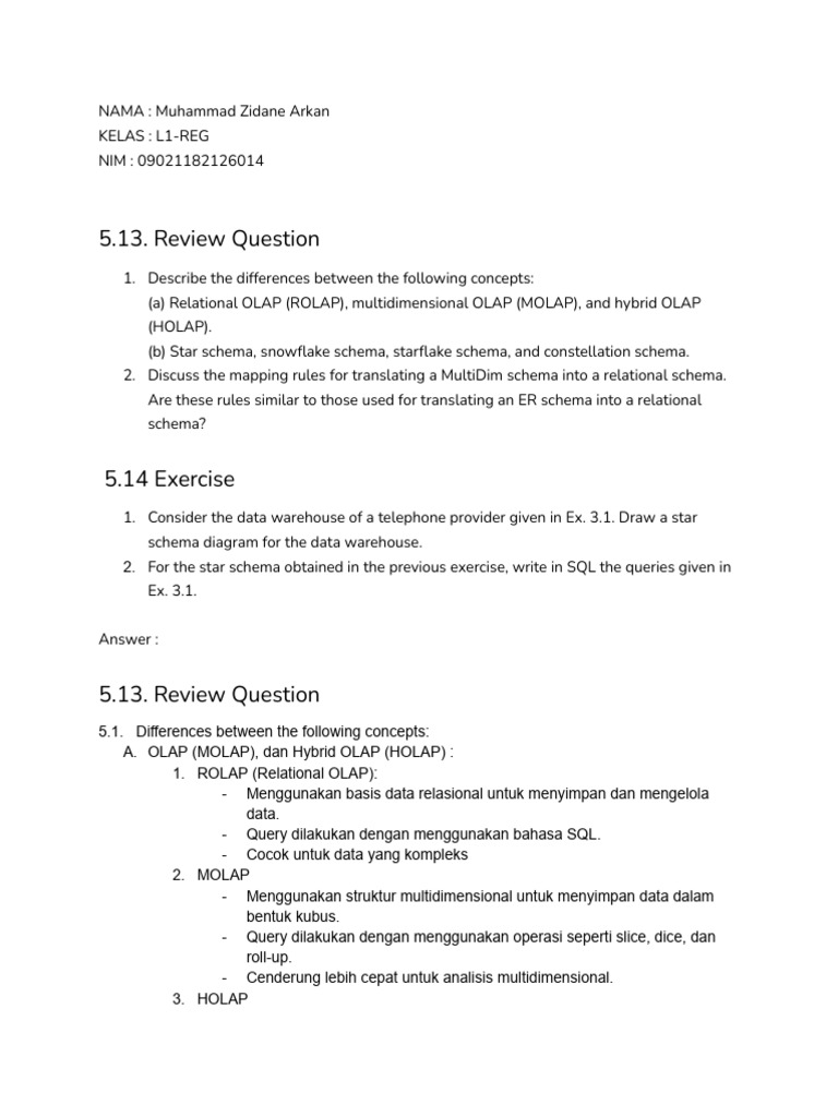 Muhammad Zidane Arkan - Implementasi Desain Logika Data Warehouse | PDF