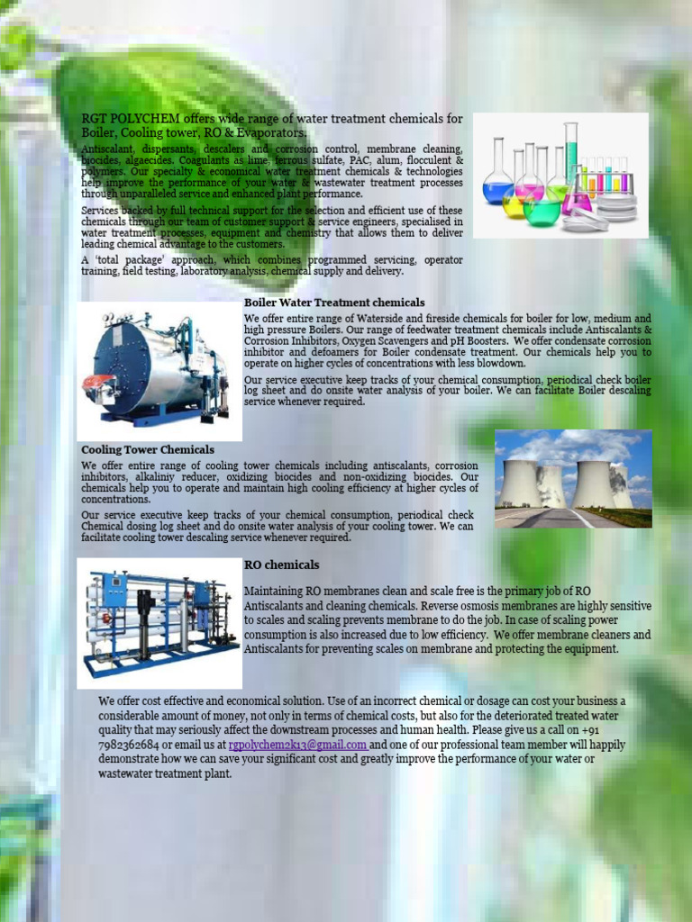 Water Treatment Chemicals & Services | PDF | Membrane | Water Treatment