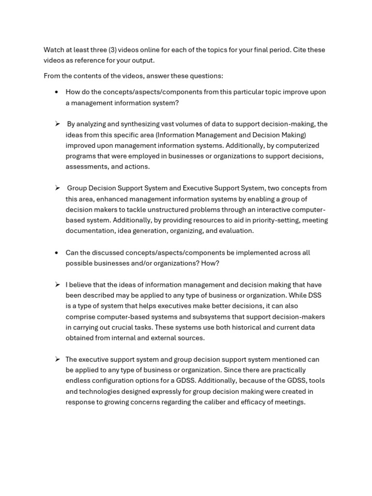 10ACT2_MIS | PDF | Decision Support System | System