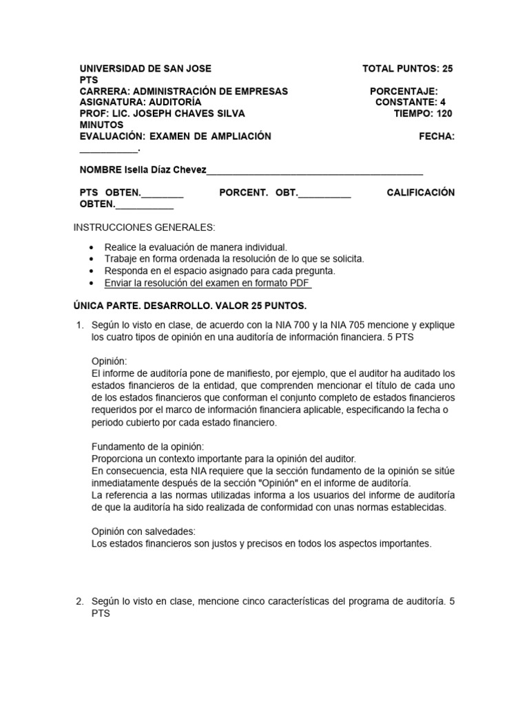 EXAMEN AMPLIACI%C3%93N IC 2024 | Descargar gratis PDF | Auditoría ...