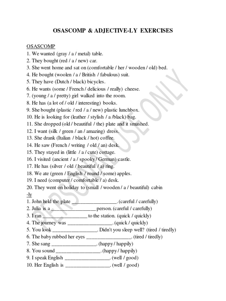 Osascomp & Adj-Ly Practice | PDF | Language Arts & Discipline
