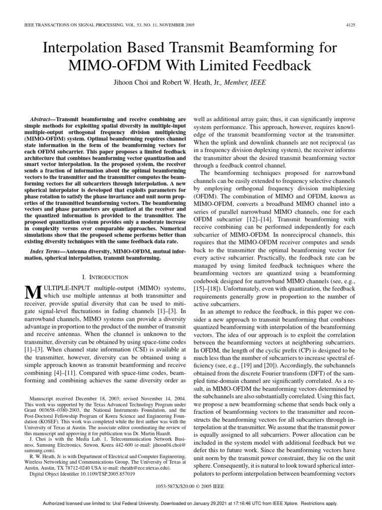 2005 Interpolation Based Transmit Beamforming | PDF | Mimo | Orthogonal ... 2005 Interpolation Based Transmit Beamforming | PDF | Mimo | Orthogonal ...
