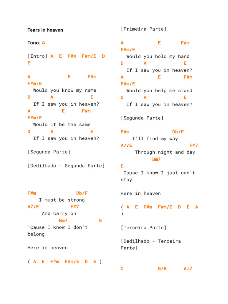 Tears in Heaven Lyrics and Chords | PDF