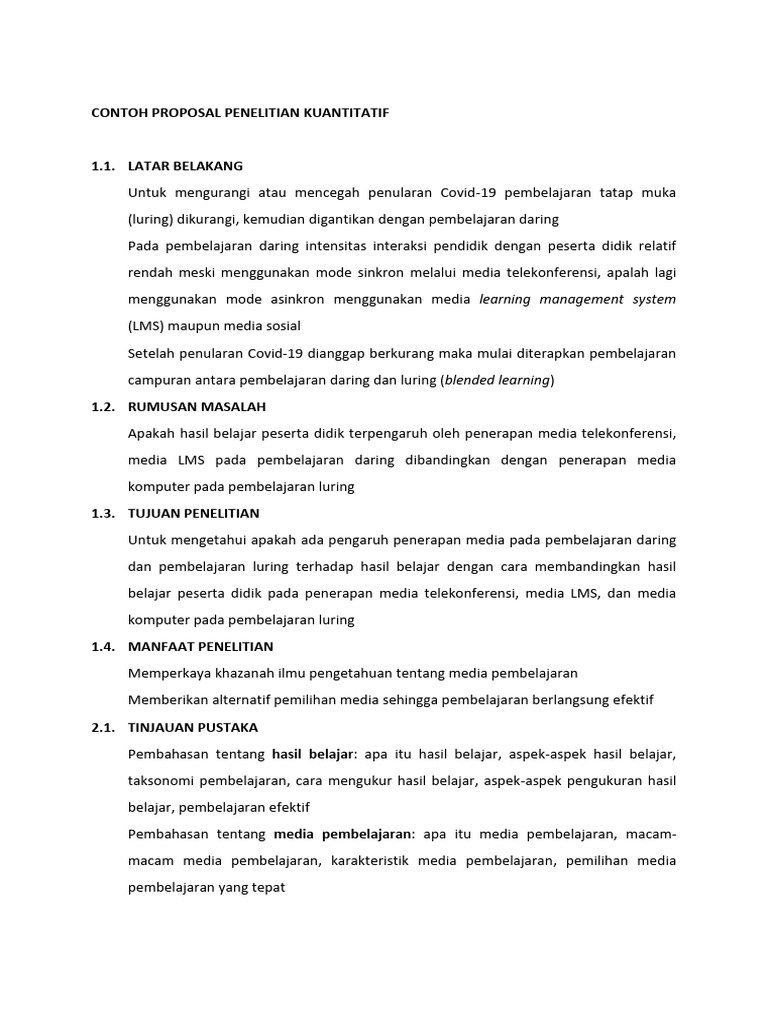 Contoh Proposal Penelitian Kuantitatif | PDF