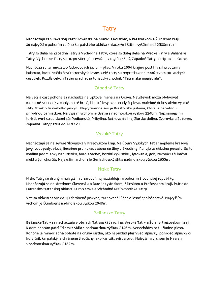 Tatry | PDF