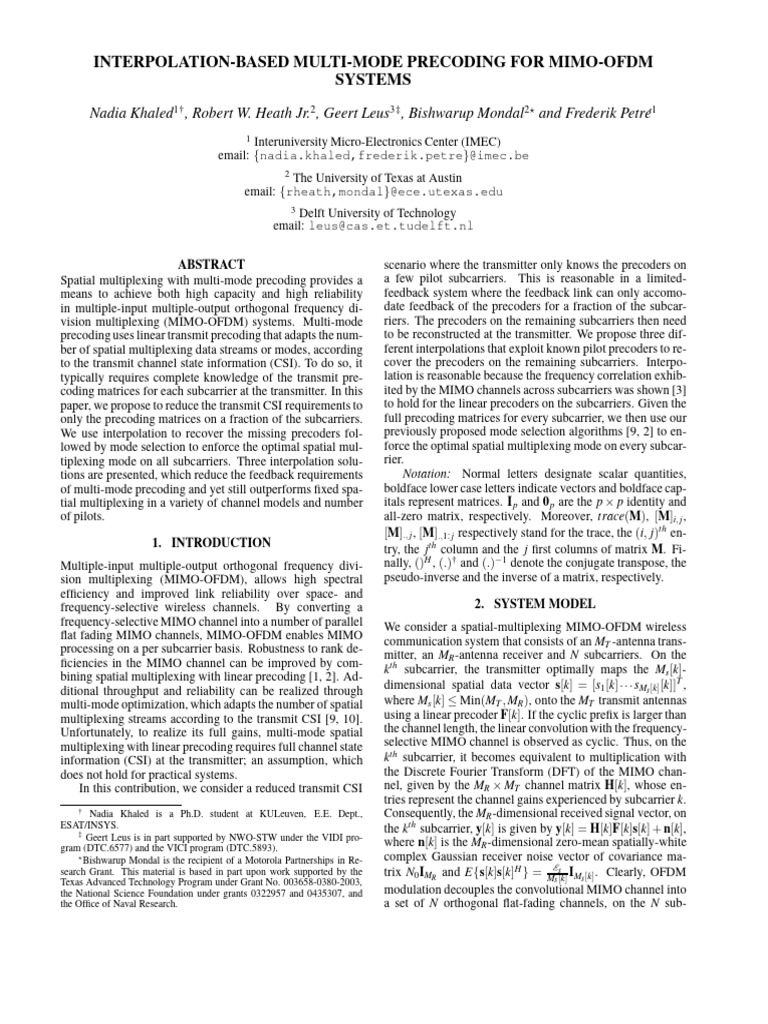 Interpolation Based MIMO CLI | PDF | Mimo | Matrix (Mathematics)
