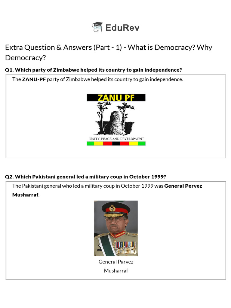 Class 9 Civics Chapter 1 Extra Question Answers - What Is Democracy ...