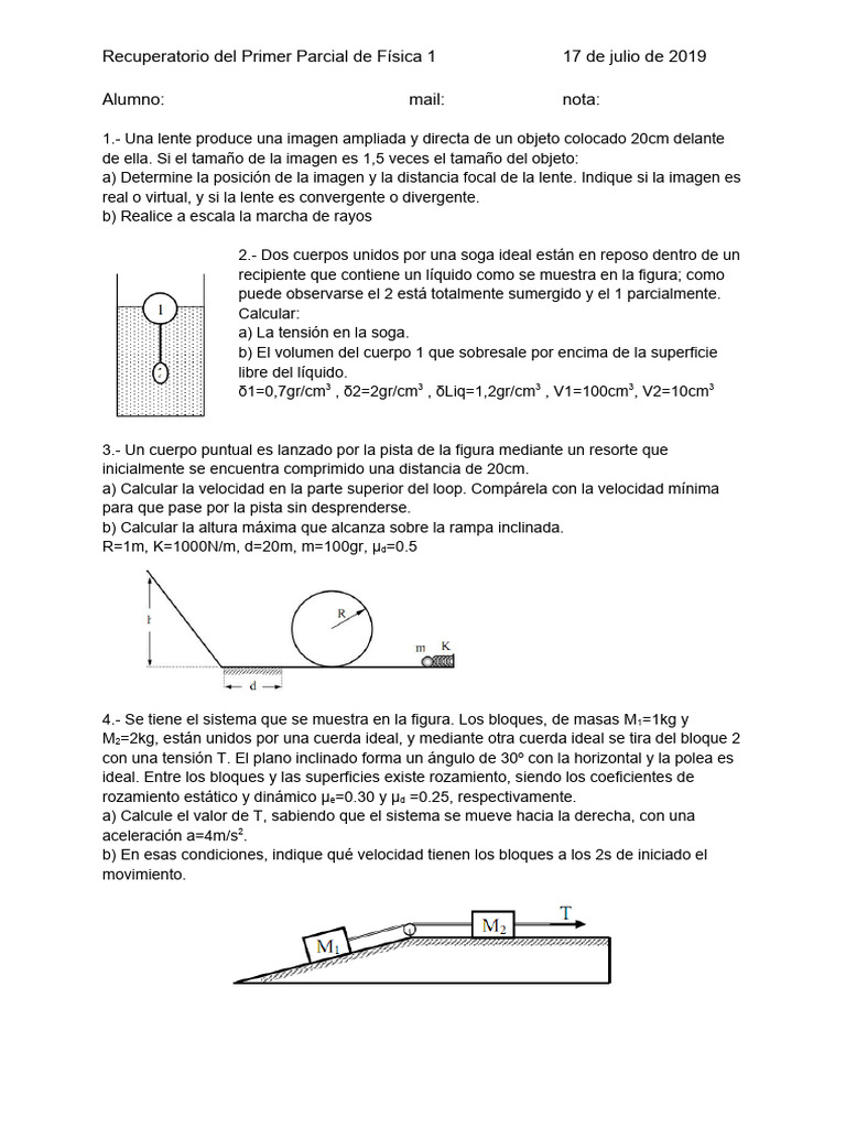 Recuperatorio Del Primer Parcial de Física 1 | PDF | Ciencia y matemáticas