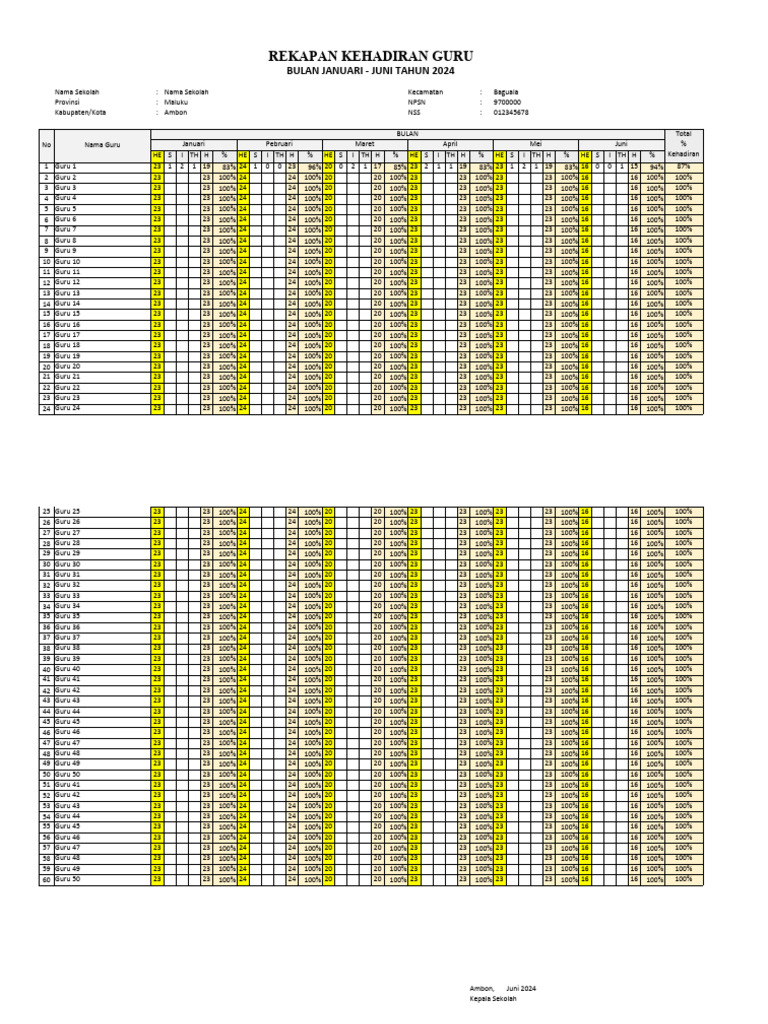 Aplikasi Rekapan Kehadiran Guru Dan KS | PDF