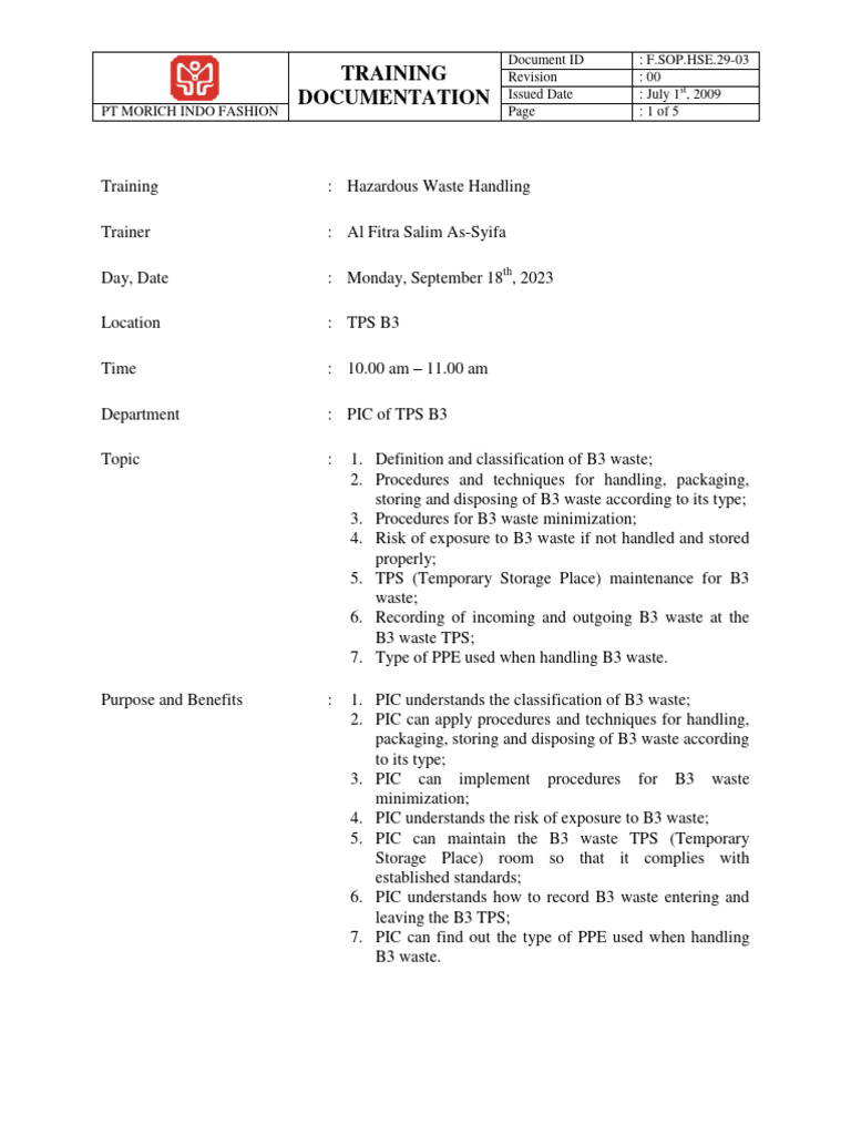 Hazardous Waste Handling Training Overview | PDF | Waste