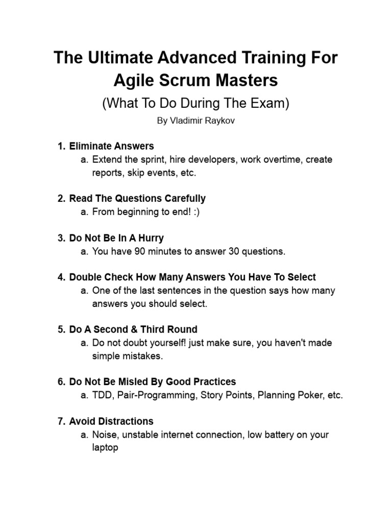 Agile Scrum Master Exam Tips | PDF | Computers