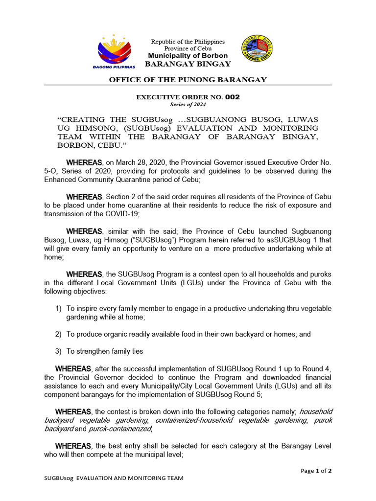 2024 - 002 - SUGBUsog Evaluation and Monitoring Team-Rev | PDF