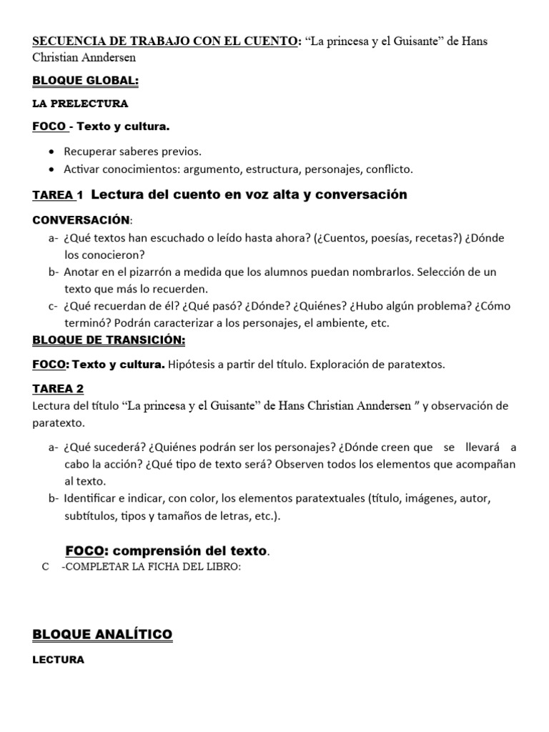 Secuencia La Princesa y El Guisante | PDF | Puntuación