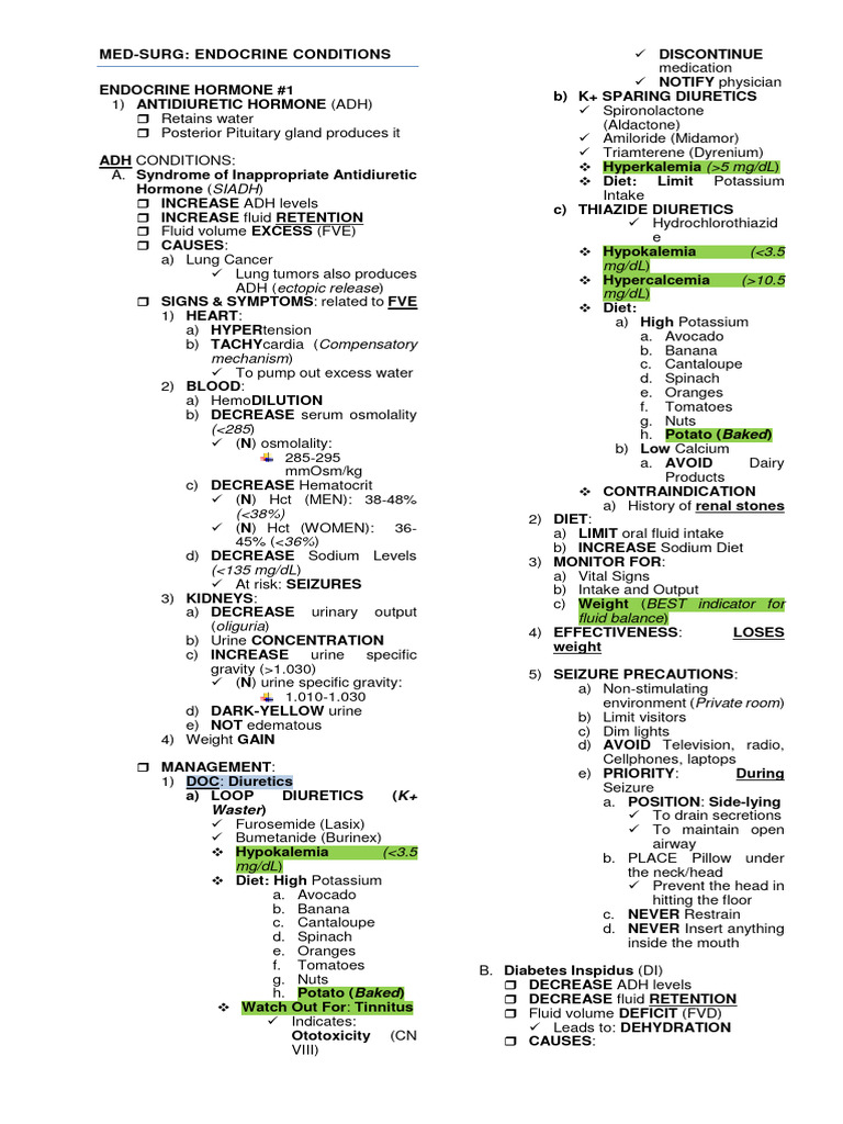 Med Surg Endocrine | PDF | Hypoglycemia | Diseases And Disorders