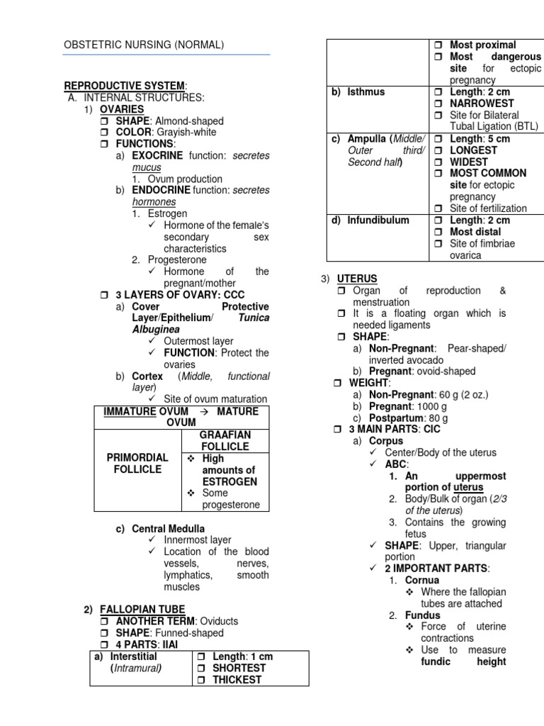 Obstetric Nursing: Reproductive Anatomy | PDF | Menstrual Cycle ...