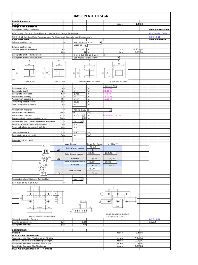 Base Plate Design As Per Aisc | PDF | Building Materials | Materials