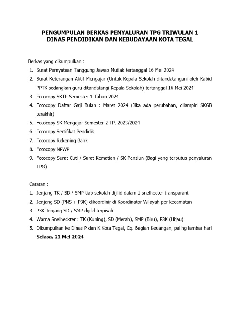 Pemberkasan TPG 2024 | PDF