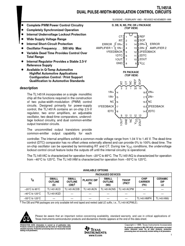 TL 1451 | PDF | Amplifier | Electronic Oscillator