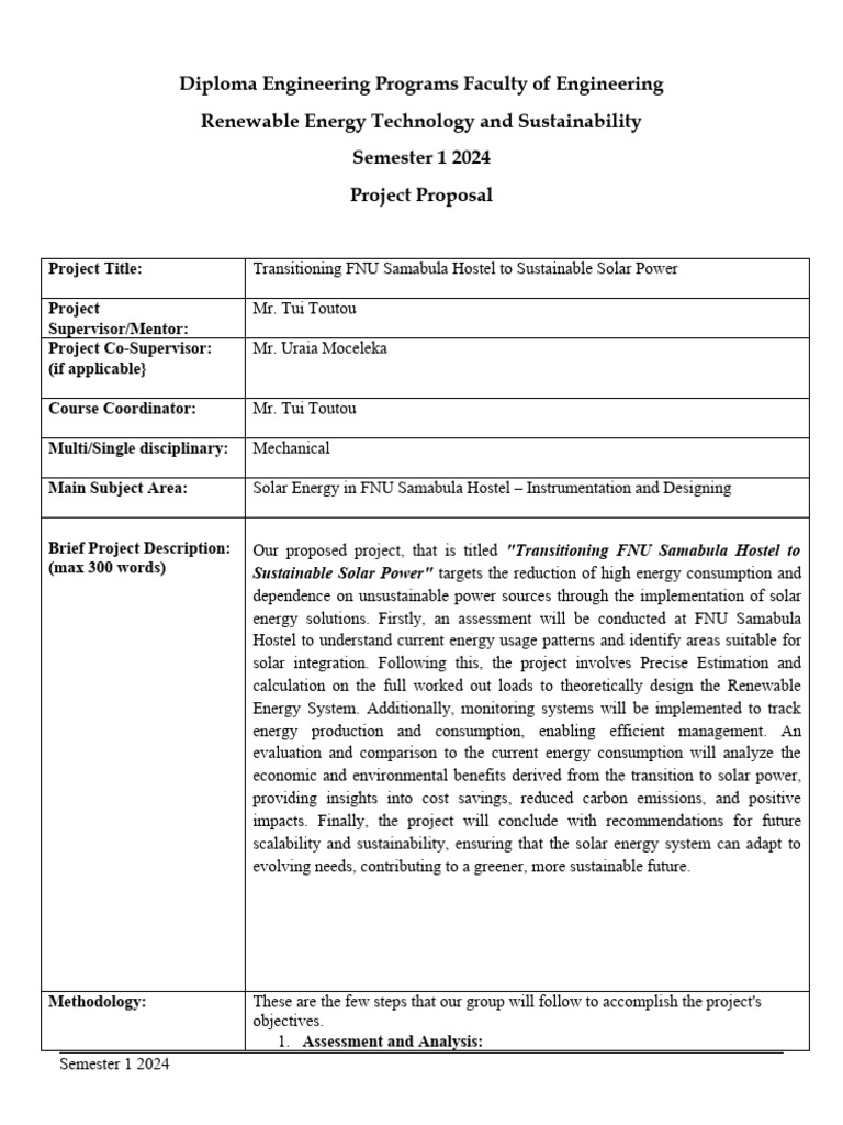 Renewable Project Proposal | PDF | Sustainability | Energy Conservation