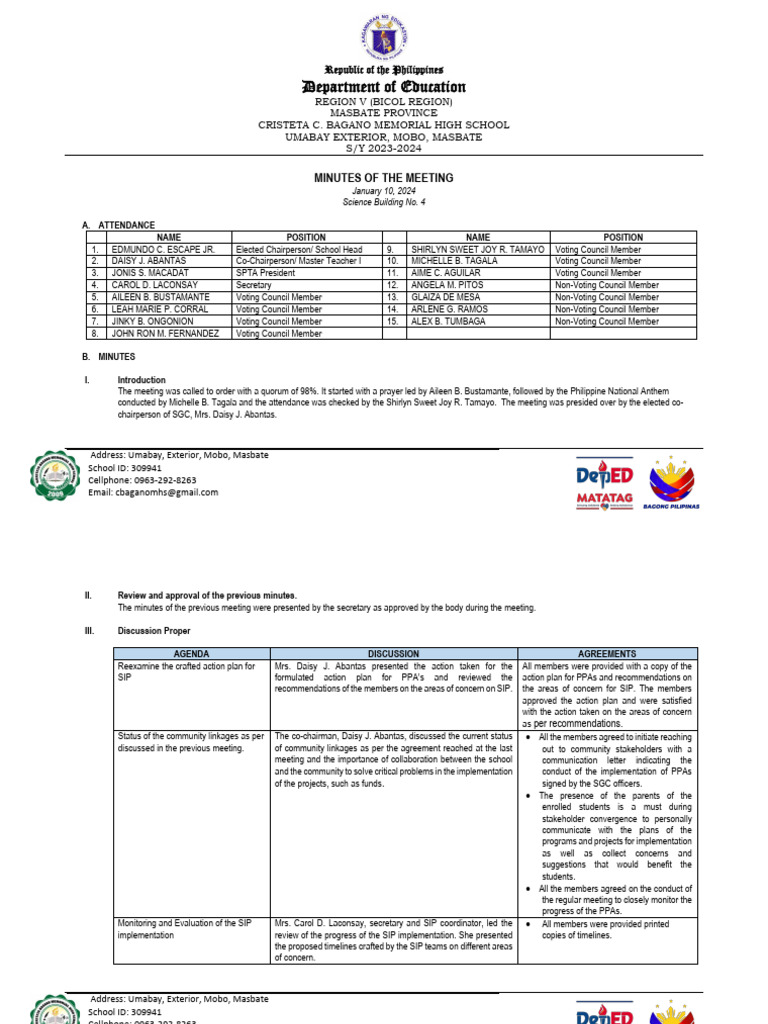 SGC Meeting Minutes on SIP/AIP Implementation | PDF