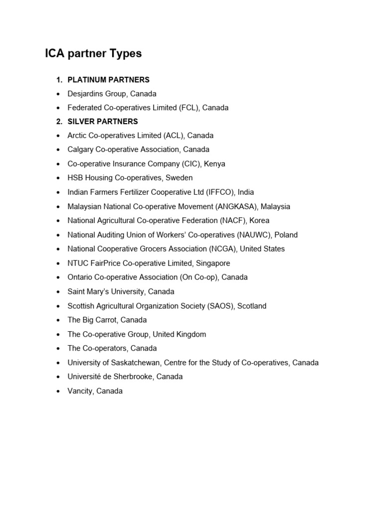 ICA Partner Types | PDF