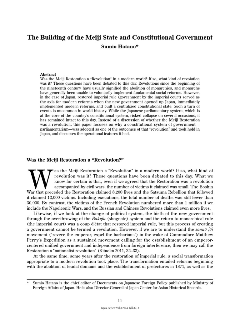 Meiji Restoration: Revolution or Reform? | PDF | East Asia | Constitution