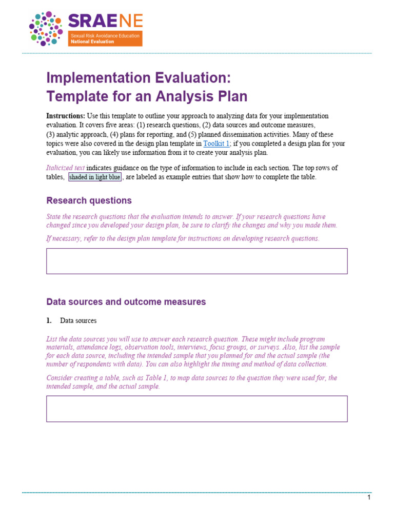 SRAENE AnalysisPlanTemplate | PDF | Focus Group | Qualitative Research