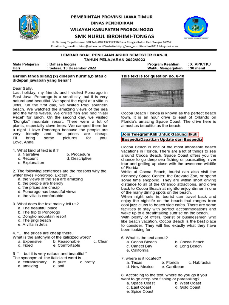 Pas English SMK Nito 1 2022 | PDF | Bali