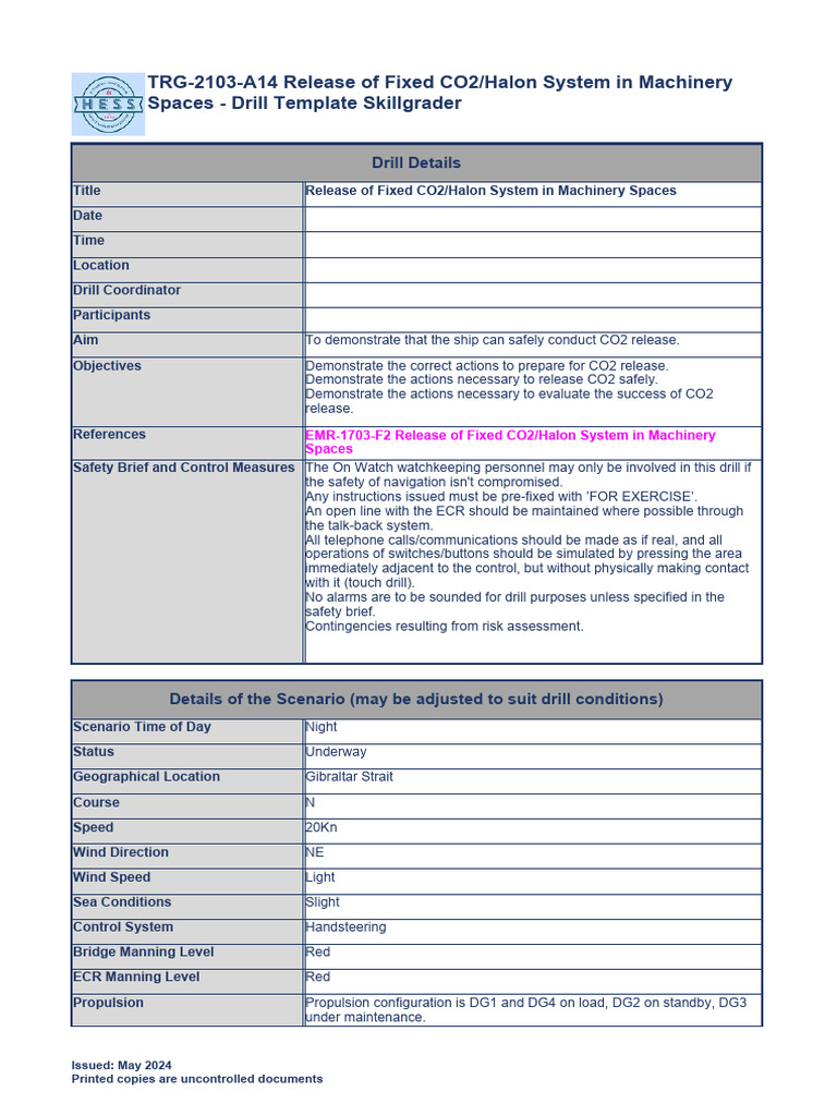 TRG-2103-A14 Release of Fixed CO2-Halon System in Machinery Space ...