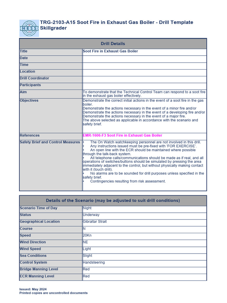 Soot Fire Drill in Exhaust Gas Boiler | PDF | Fires | Firefighting