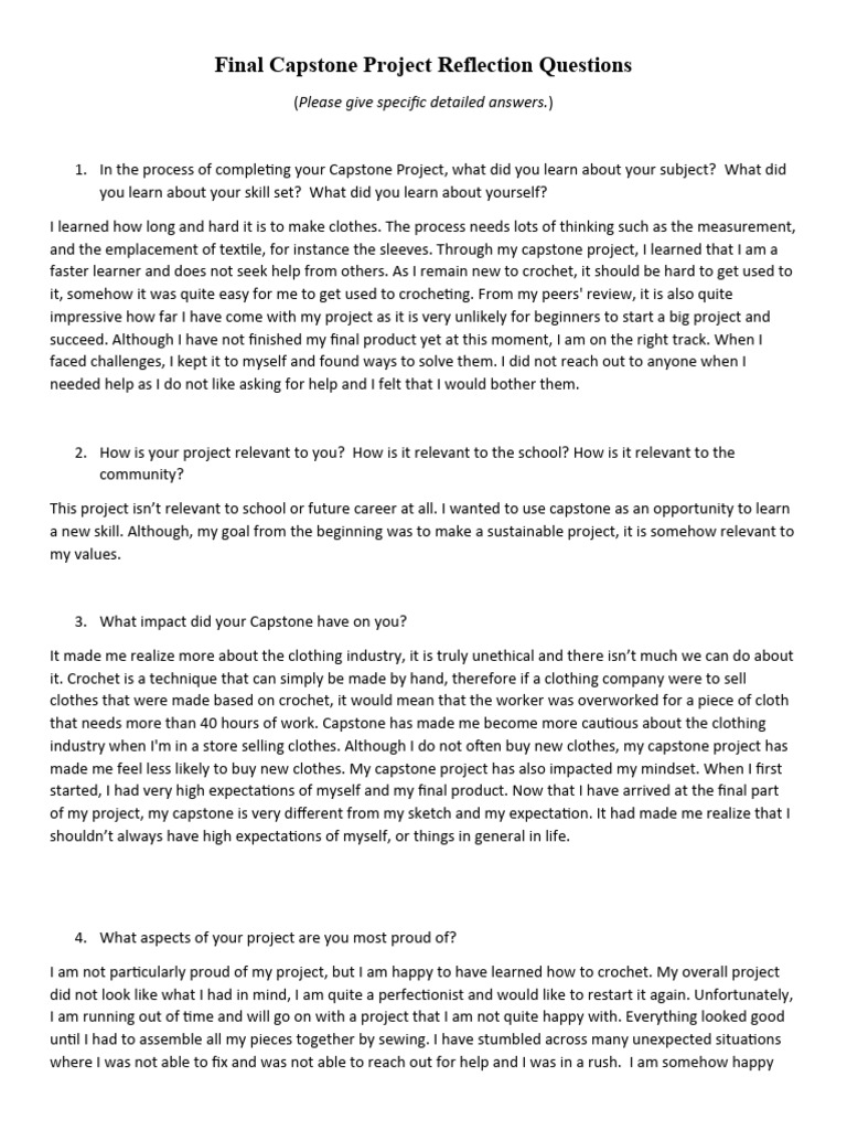 capstone final reflection | Download Free PDF | Cognition