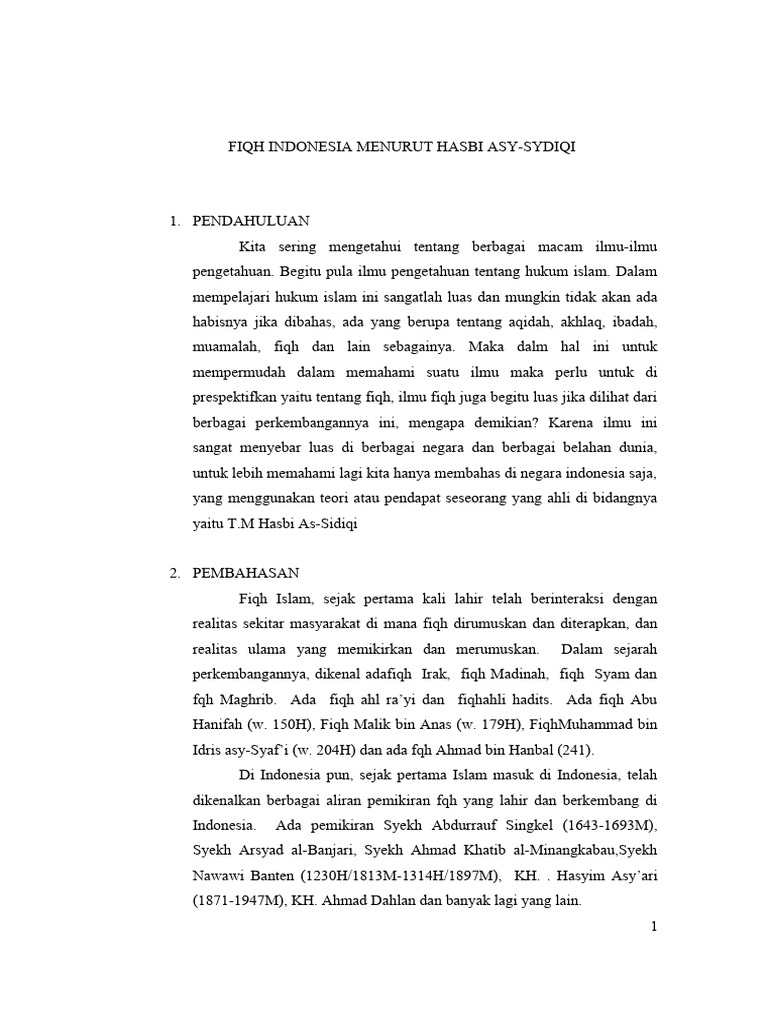 Fiqh Indonesia Menurut Hasbi Asy-Syidiqi | PDF