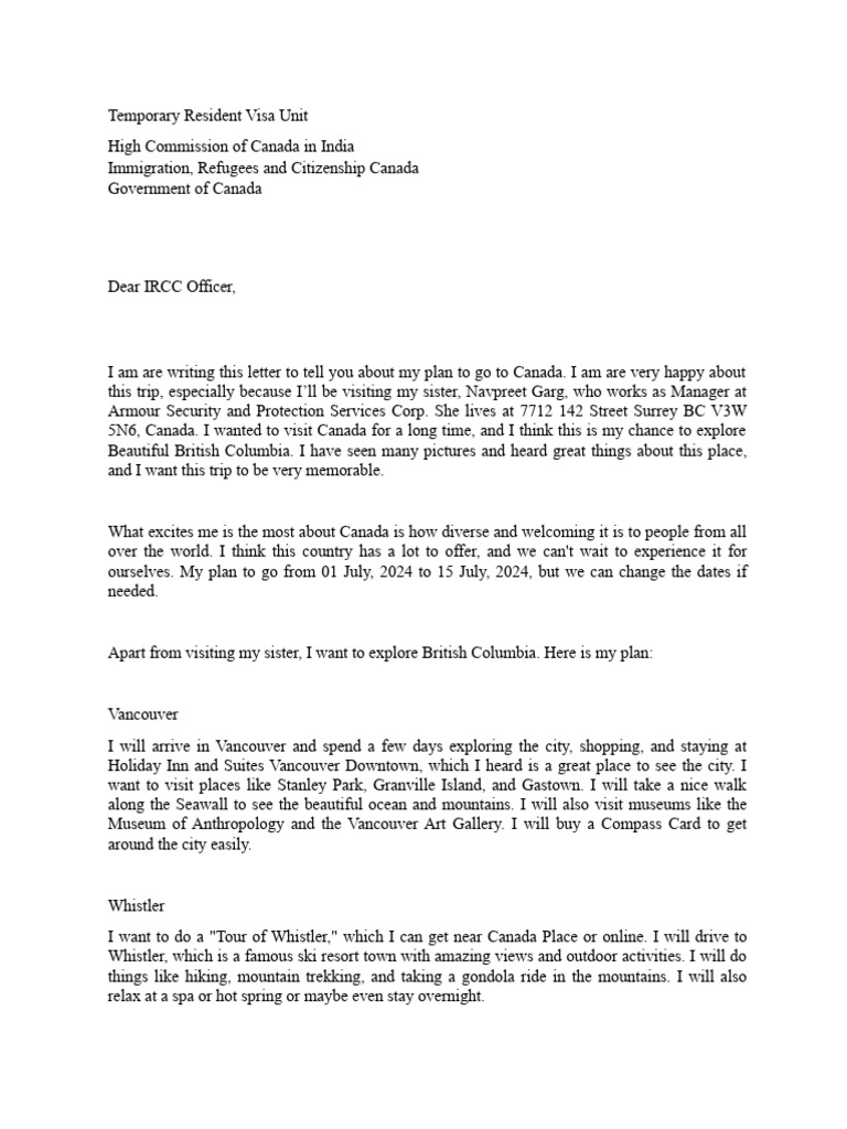 Vikas Garg Itinerary | PDF | Vancouver Vikas Garg Itinerary | PDF | Vancouver