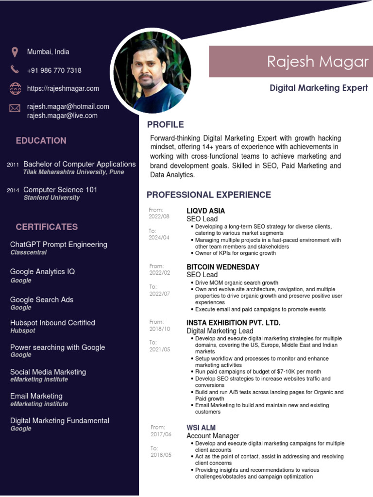 Rajesh Magar Resume - Updated | PDF | Search Engine Optimization | Digital Marketing