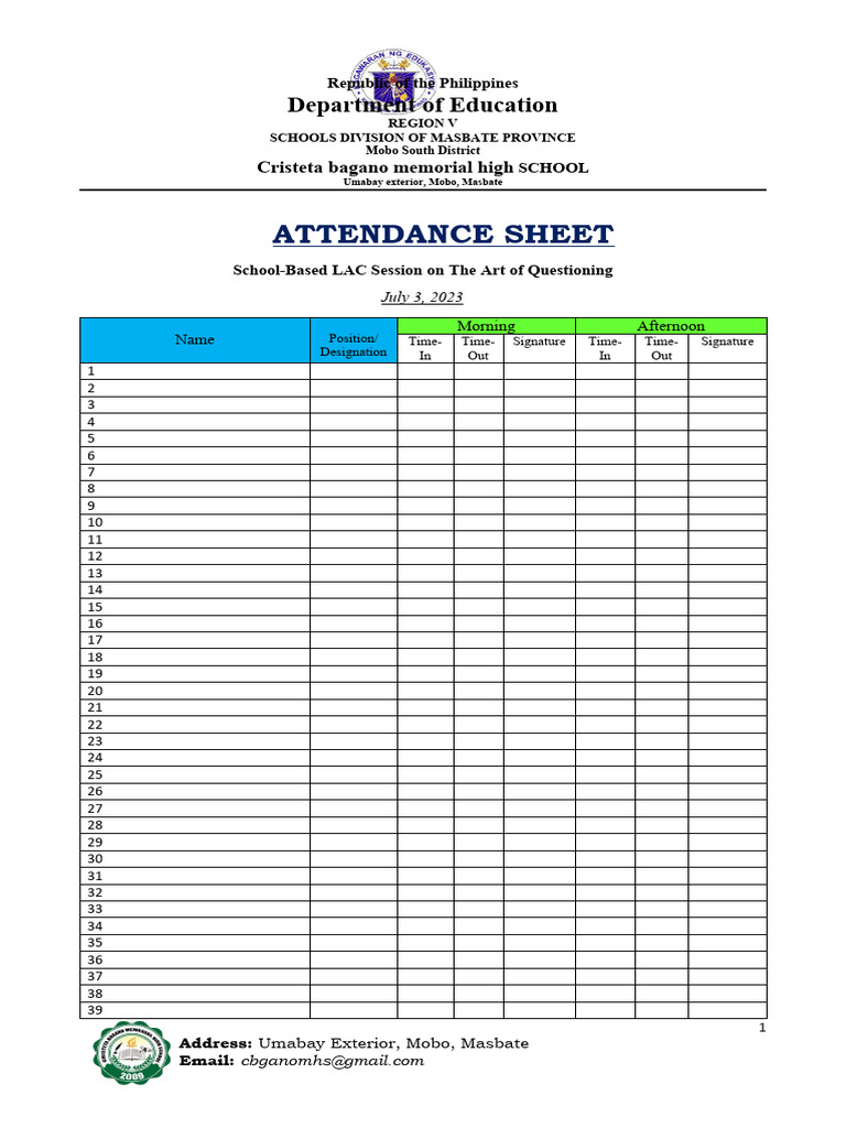 Attendance Sheets | PDF | Philippines | Public Administration